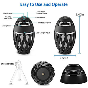 LED Flame Speaker Lamp, Unique Men Gifts Torch Atmosphere Outdoor Echo Portable Stereo Bluetooth Speakers with HD Audio and Enhanced Bass Night Light BT 5.0 for iPhone Android Electronics For Men