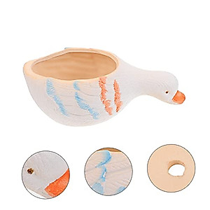NUSITOU 4 pcs Pottery Pen Ceramic Decorative Creative Random Succulents Swan Home Succulent Animals Window Resin Figure Holder Pots for Planters Plant Bonsai Mini Flowerpot Animal