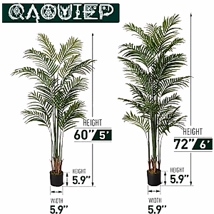 6ft Artificial Palm Plant, Pre-Potted Artificial Plant with Realistic Moss, Built-in Metal Wire, Using Injection molding Technology, Housewarming Gift, Office Home Decoration 2 pc