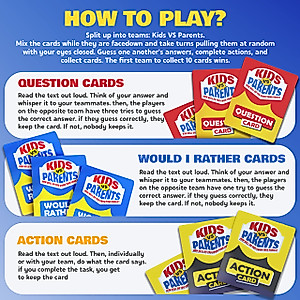 Kids VS Parents - Family Game for Kids 4-12 | Games for Family Game Night | Kids Card Games with 200 Conversation Starter Cards for 10-90 Minutes Play Time