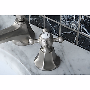 Kingston Brass KS4468BX Metropolitan Widespread Lavatory Faucet with Metal Cross Handle, Brushed Nickel,8-Inch Adjustable Center