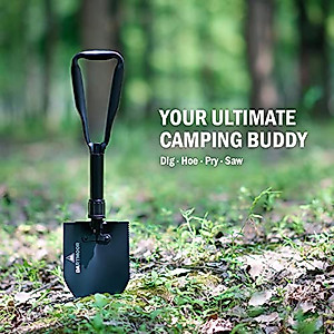 24" Larger Folding Shovel, High Carbon Steel Collapsible Shovel for Camping, Hiking, Digging, Backpacking, Sawing, Car Emergency, Portable Lightweight Survival Snow Shovel, Entrenching Tool