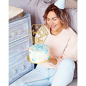 Mama To Bee Cake Topper - Gold Bee Theme Baby Shower Cake Topper, Gender Reveal Party Supplies Pregnancy Announcement