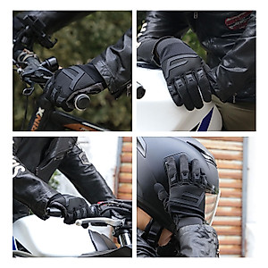 FIORETTO Mens Mountain Bike Gloves with 5MM Padded Knuckle Guard Touchscreen Cycling Gloves for MTB Racing Dirtbike Motocross Motorcycle Black Large