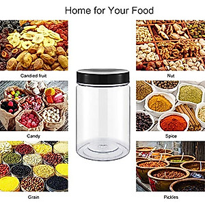 8 oz Durable Plastic Jars, Accguan Clear Container for Food Storage, Airtight Plastic Jars Ideal For Dry Food, Spices and Bird Feed Storage, 30 PACK