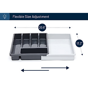 RoyalHouse Premium Cutlery Drawer Organizer, Expandable Utensil Holder And Organizer, 6-Compartments, Compact BPA-Free Plastic Storage for Spoons Forks Knives, Silverware Organizer