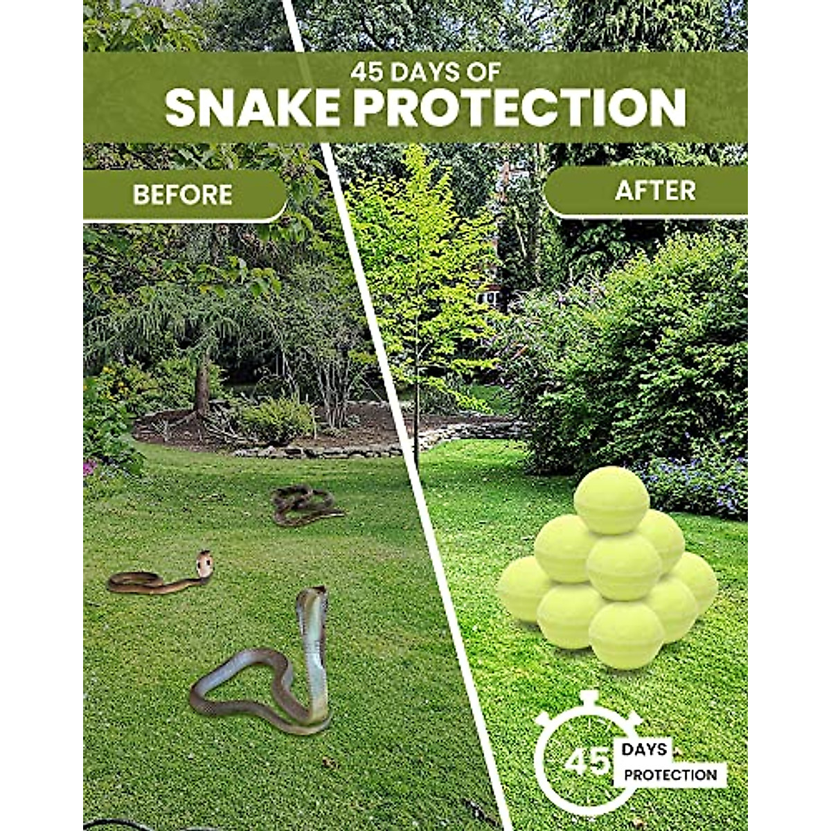 Snake Repellent for Yard Powerful, Snake Away Repellent for Outdoors Pet Safe, 10 Pack Moth Balls Snake Repellent for Copperhead, Waterproof & Sun-Proof All Natural Snake Repellent Safe for Dogs
