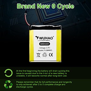 WUHAO TL284443 Battery Upgraded 600mAh for Nest Learning Thermostat 2nd 3rd T3008US T4000ES T3007ES A0013 Replacement Battery 3.7V with Tool Kit