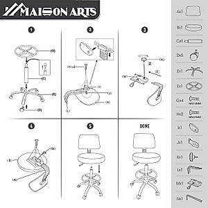 MAISON ARTS Office Desk Chair Swivel Adjustable Rolling Stool with Wheels Armless Drafting Task Chair with Back for Home Office Bar Kitchen Shop Salon Spa Massage Medical, 300LBS Bear Capacity, Black