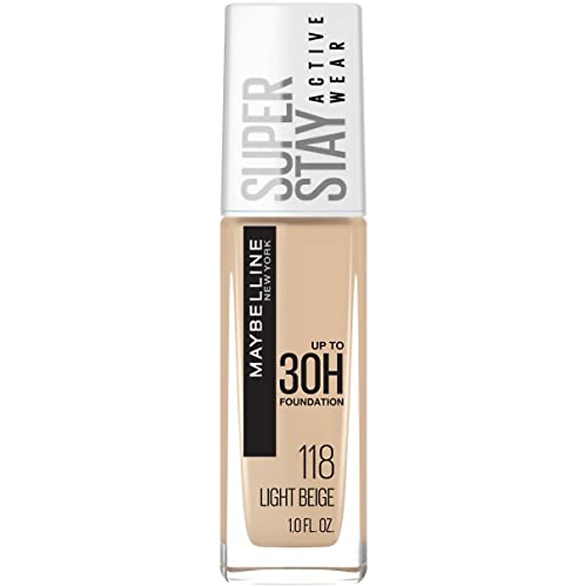 Maybelline Super Stay Full Coverage Liquid Foundation Active Wear Makeup, Up to 30Hr Wear, Transfer, Sweat & Water Resistant, Matte Finish, Light Beige, 1 Count