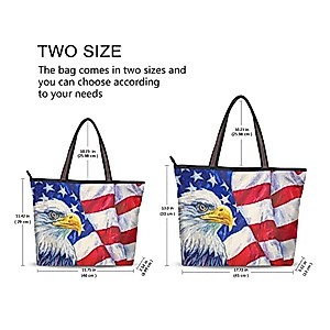 Sletend American Usa Flag Handbags for Women Fashion Tote Bags Shoulder Bag for School Travel Work Shopping