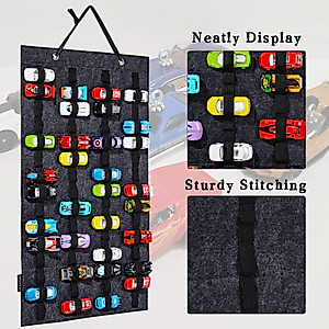 HUHYNN Display Case Compatible with 60 Hot Wheels, Hanging Organizer for Hot Wheels Matchbox Cars, Wall-Mount Display Case for Hot Wheels Fits for 60 for Hot Wheels Storage (Black-60 Slots)