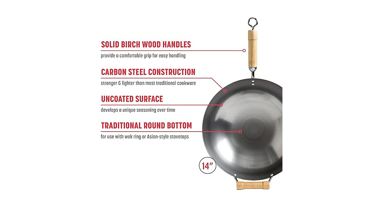 JOYCE CHEN 14-Inch Carbon Steel Wok - Traditional Excellence