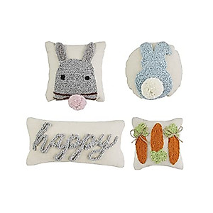 Mud Pie Easter Mini Hook Pillow, 8" x 8", Carrots