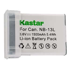 Kastar Lithium Ion Battery NB13L Replacement for Canon NB-13L Battery and Canon PowerShot SX730 HS, SX740 HS, SX720 HS, SX620 HS, G5X, G7X, G9X, G1 X Mark III Digital Camera