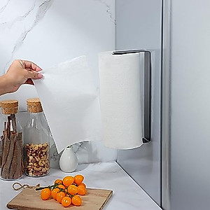 DELITON Magnetic Paper Towel Holder - Magnetic Paper Towel Holder for Refrigerator Strong Magnet Paper Towel Bar for Kitchen RV BBQ Stainless Steel (Grey)