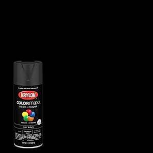 Krylon K05546007 COLORmaxx Spray Paint and Primer for Indoor/Outdoor Use, Flat Black, 12 Ounce (Pack of 2)