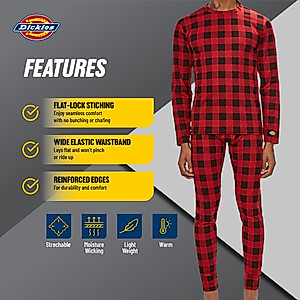 Dickies Mens Long Johns Thermal Underwear Set, 2 Piece Cold Weather Base Layer Set for Men
