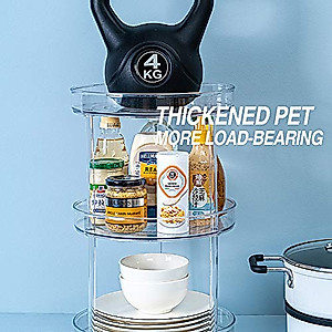 Lazy Susan Turnable Cabinet Organizer, Multifunctional 3 Tier 360 Rotating Clear Cabinet Organizer Large Spinning Spice Containers Cosmetic Can Organizers for Kitchen Pantry Bathroom