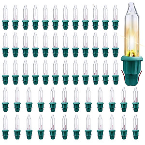 50pcs Christmas Tree Light Bulbs, 2.5 Volts / 0.425 Watt / 0.17 Ampere Christmas Mini Light Bulbs Replacement Incandescent Mini Light Bulbs for Indoor Outdoor Decor