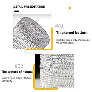 Bandesun Romantic Water Glasses, 12 oz Hobnail Drinking Glasses Set 6, Embossed Vintage Glassware Set for Beer, Cocktail, Soda, Beverage clear