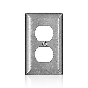 Leviton SL8 C-Series 1-Gang Duplex Receptacle Wallplate, Type 430 Stainless Steel