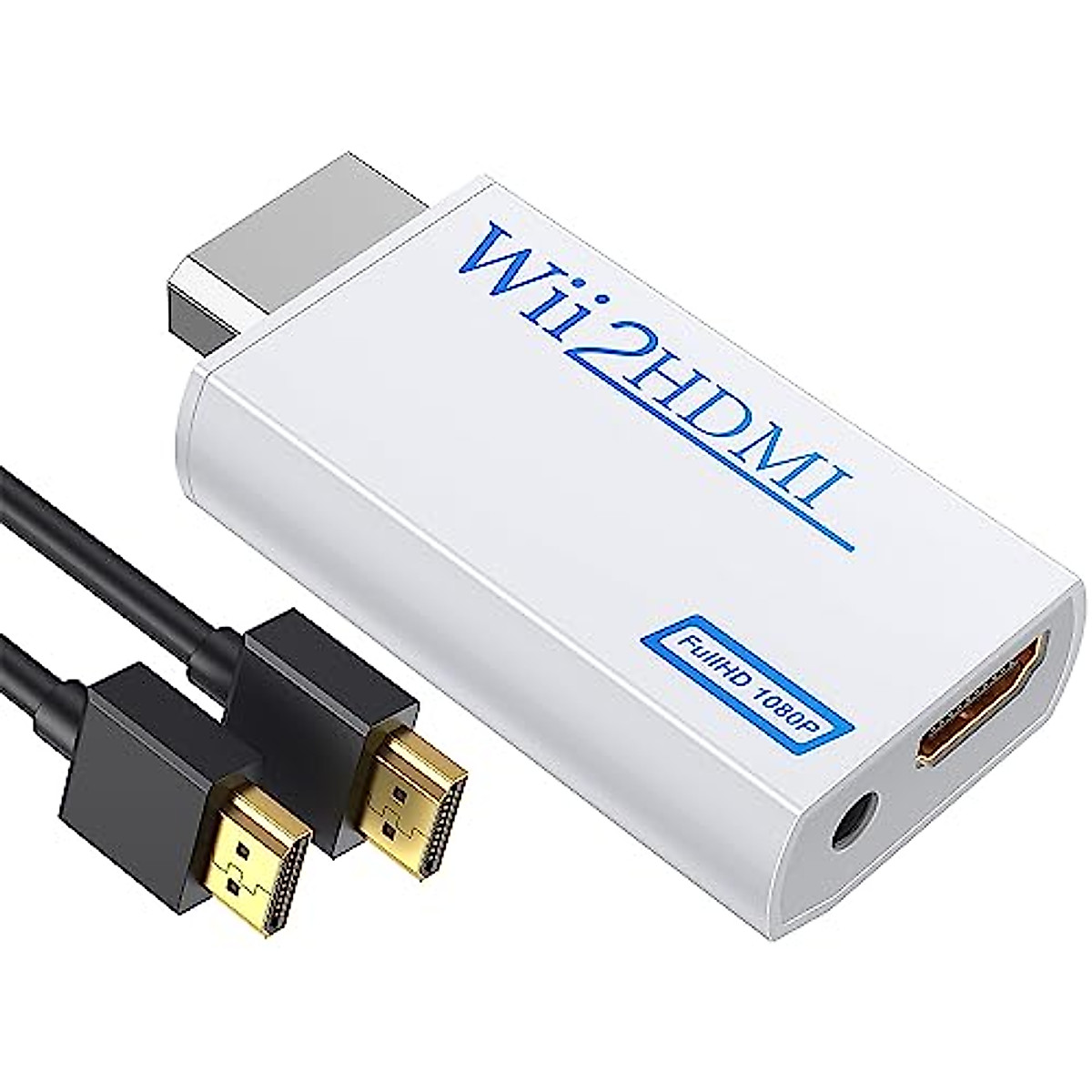 GANA Wii to HDMI Converter Adapter with Hdmi Cable Connect Wii Console to HDMI Display in 1080p Output Video with 3.5mm Audio Supports All Wii Display Modes White
