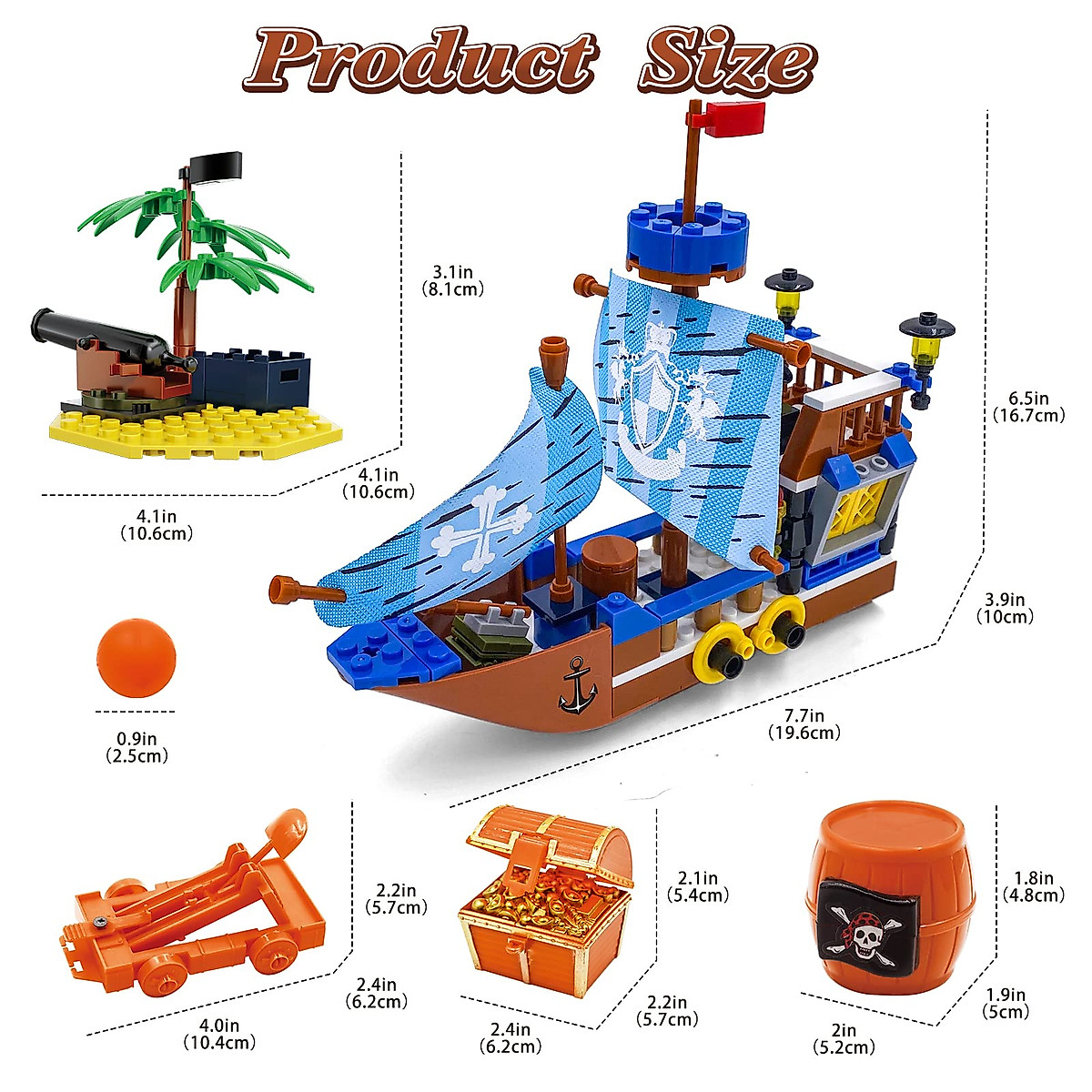 amireed Pirate Ship Toy, Pirate Ship Toys for Boys with 3 Minifigures, Treasure Island Toys, 235pcs Pirate Ship Toys for Kids Ages 6+ Indoor Birthday Party