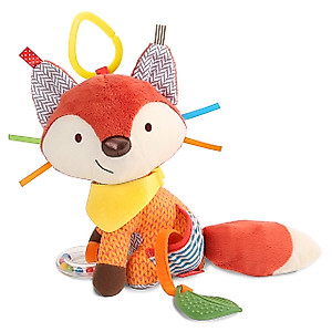 Skip Hop Bandana Buddies Baby Activity and Teething Toy with Multi-Sensory Rattle and Textures, Fox