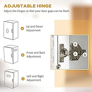 HOMCOM 61" Freestanding Kitchen Pantry, Traditional Style Storage Cabinet with Soft Close Doors, Adjustable Shelves, and 2 Drawers, for Living Room, Dining Room, White