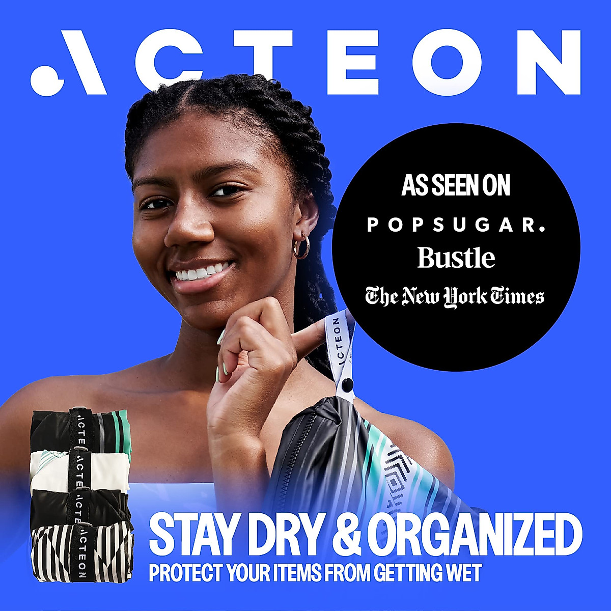 Acteon Wet Dry Travel Bag, Splash Water Resistant & Heavy Duty Zipper Reusable Bags, Small Pocket-Friendly Pouch for Cloth Baby Diaper, Dirty Laundry Clothes, Swimsuit, Toiletries, Beach, Pool & Gym