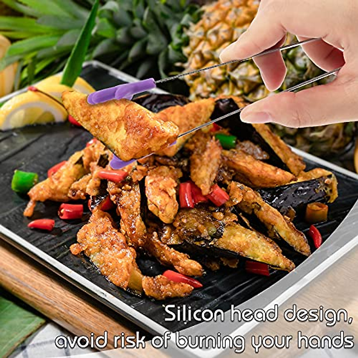 Shindel Silicone Mini Tongs, 8PCS Kids Tongs Cooking Tongs, Kitchen Gadgets