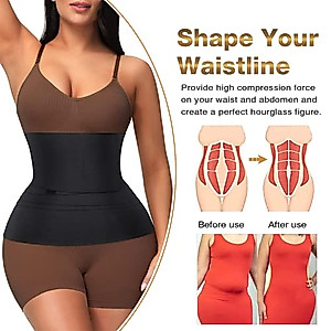Snatch Me Up Bandage Wrap for Women, Slimming Tummy Lumbar Waist Support Belt, Adjustable Invisible Waist Trainer Tape, 3M, Black