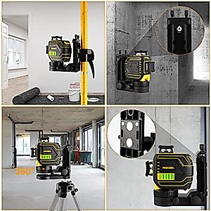 Laser Level Pole, Firecore Upgraded 12 ft. Telescoping Laser Pole with Tripod and Multifunctional Mounting Clamp, Adjustable Bracket with 1/4"-20 Laser Mount for Rotary and Line Laser Level- FLP370CX
