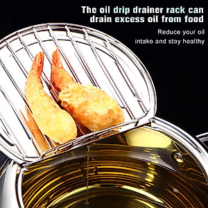 IUPPA Deep Fryer Pot Stainless Steel Japanese Style Fryer with a and Oil Drip Drainer Rack for French Fries Shrimp Chicken Fish