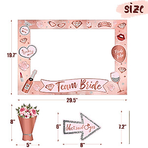 Bridal Shower Decorations Bride to Be Photo Booth Props Rose Gold Team Bride Photo Frame and Wedding Photo Booth Props Bachelorette Party Ideas Supplies for Women
