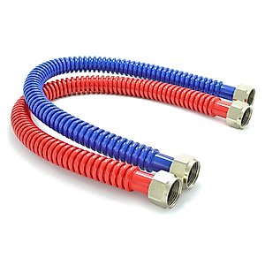 Flexible Stainless Steel Corrugated Water Heater Connector,Hot and Cold Color Coded,3/4" FIP x 3/4" FIP, 24" Length (2 Pack)