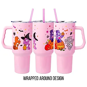 Silver Buffalo Care Bears Tumbler - Harmony, Cheer, Share & Trick-or-Sweet Bears - Stainless Steel, 40 Ounces, Fits Standard Cup Holder