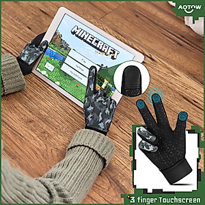 Kids Winter Warm Sports Gloves - Cold Weather Thermal Snow Bike Touch Screen Children Mittens Boys Girls