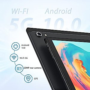Tablet with Keyboard, 10.1" Octa-Core, Android 10 Tablet Google GMS Certified,4GB RAM, 128GB Storage, 1920x1200 FHD Display, 60Hz Screen Rate, 13MP Rear Camera,5G WiFi, Bluetooth5.0, LMNBBS， Black