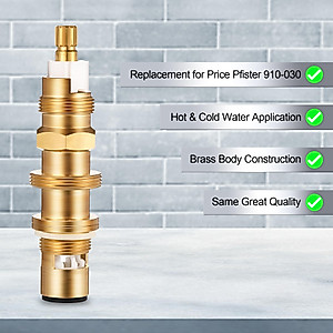 Dreyoo Ceramic Disc Cartridge Replacement for 910-030, Shower and Faucet Stem Compatible with Price/Pfister, Shower Valve Faucet Cartridge Brass Construction (2 Pack)