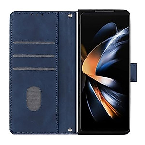 LEMAXELERS Wallet Case for Samsung Z Fold 5, Galaxy Z Fold 5 with Magnetic PU Leather Flip Case with Card Holders Kickstand Case Shockproof Protection Case for Samsung Galaxy Z Fold 5 5G Blue YB2