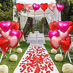 Upgraded Rose Gold and Red Balloons - Pack of 15 - Heart Shaped Foil Balloons for Valentines Day Wedding Birthday Bridal Shower Baby Shower Decorations
