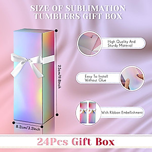 Qilery 24 Pcs Gift Boxes for Sublimation Tumblers Gift Box with Ribbon for 12oz, 20oz, 30oz Heat Press Sublimation Blanks Tumblers Skinny Tumbler Gift Boxes for Shipping Wrapping (Rainbow)
