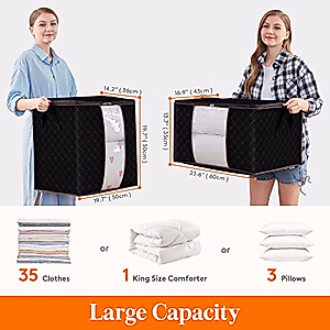 Lifewit 3 Pack 90L Large Capacity Clothes Storage Bag, Bundle with 4 Pack90L Clothes Storage Bag, Black