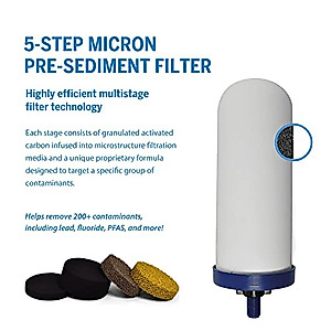 ProOne Big II Gravity Water Filter, 2.5-Gallon Water Filtration System with (2) 7-Inch Filters and BPA-Free Spigot, Independently Tested Proven to Reduce PFAS