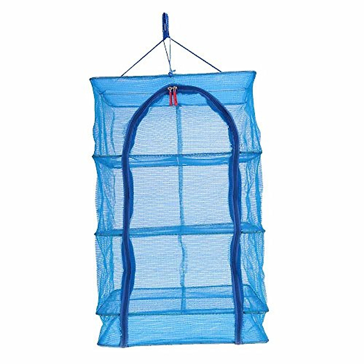 Docooler 4 Layers Meat Drying Net Drying Rack Net Folding Vegetable Fish Dishes Mesh Hanging Drying Net with Zipper Blue 40 40 65cm