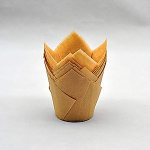 QLSmypkg Large Muffin Greaseproof paper Baking cupcake cups, 2-1/4" x 4" Natural Tulip Baking Cup Case of 125 pcs (Large size) (125)