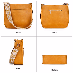 HKCLUF Crossbody Bags for Women Trendy,Vegan Leather Hobo Handbags With 2PCS Adjustable Guitar Strap Shoulder Bucket Bags Purse For Women(deepyellow)