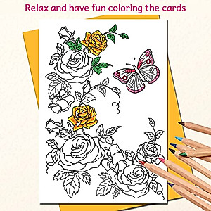 Art Eclect Adult Coloring Greeting Cards for Birthday, Anniversary and Every Occasion (10 Cards With 10 Different Unique Designs and 10 Colored Envelopes Included, Set A/Rainbow)